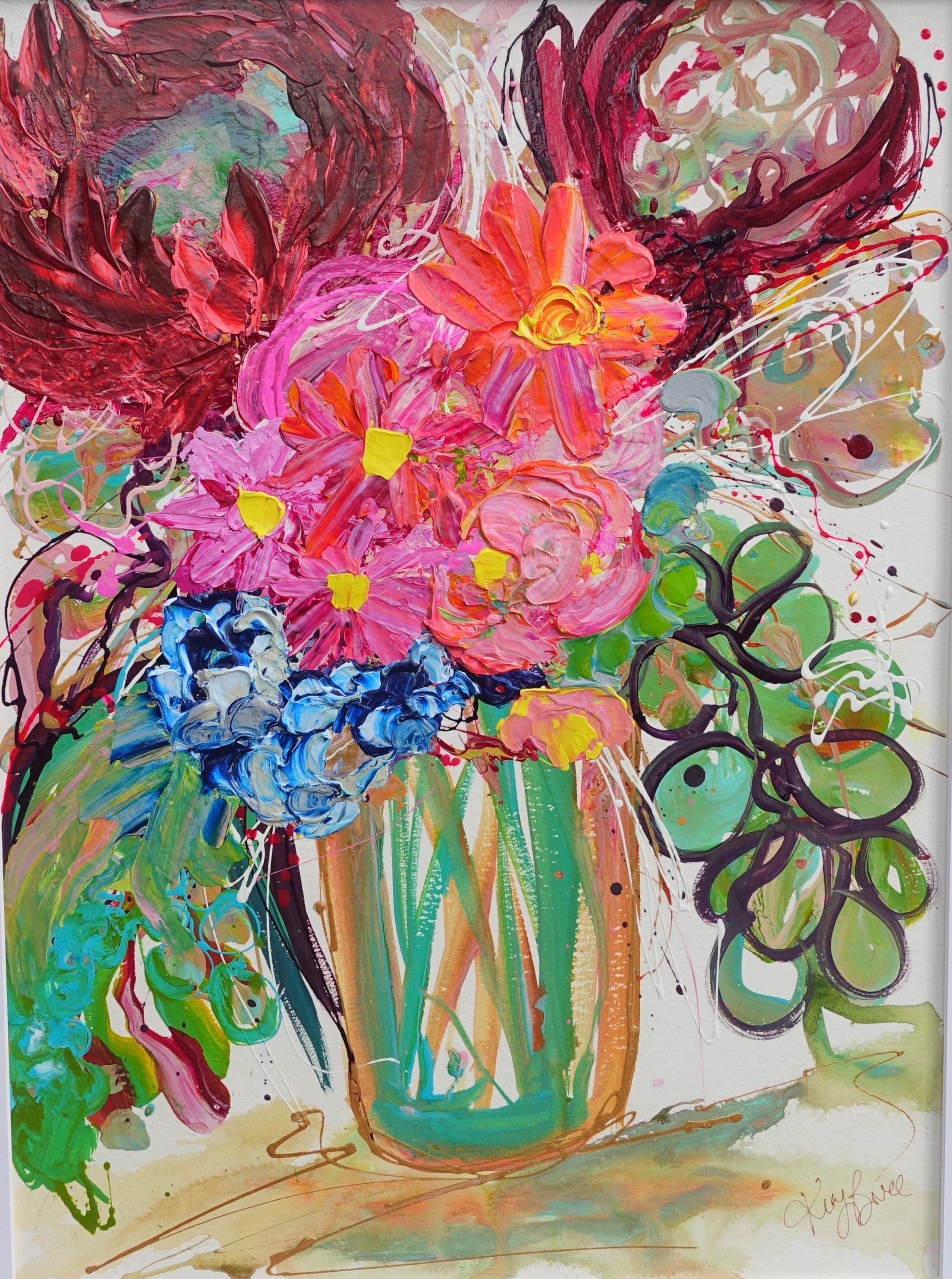 Pretty in Pink - Original Art on Paper by Kerry Bruce – Kerry Bruce Art